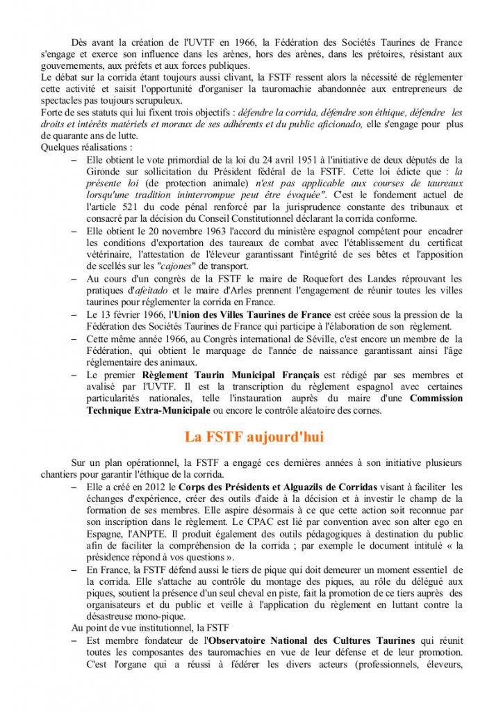 Le manifeste : Taureau quand tu nous tiens - FSTF - Fédération des ...